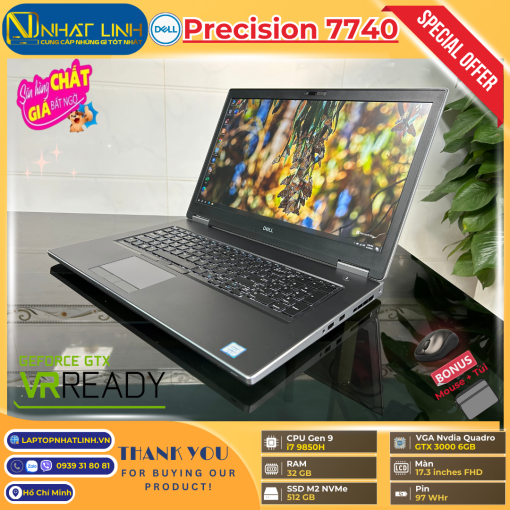 Dell Precision 7740-17 inches-i7 9850H-RAM 32GB-SSD 512GB-VGA GTX 3000 ...